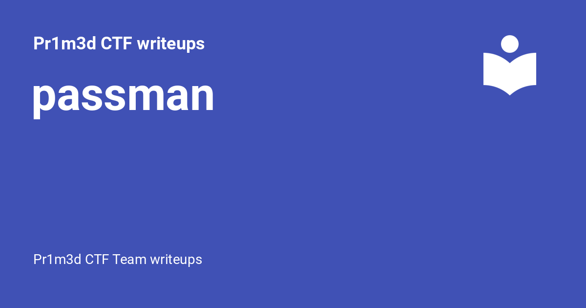passman - Pr1m3d CTF writeups